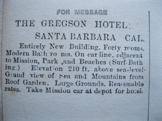 Santa Barbara California ~ The Gregson Hotel ~ Circa 1915 ~ RPPC ...