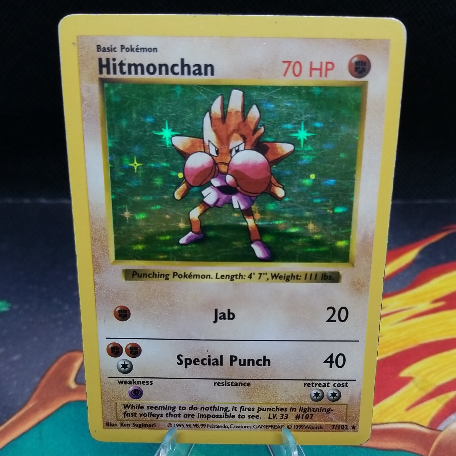 Hitmonchan 7/102 Shadowless Lightly Played Holo Rare Base Set 1999 ...