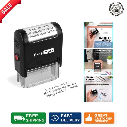 Personalized Self-Inking Rubber Stamp – Crisp Impressions in 11 Colors, 4 Sizes | eBay