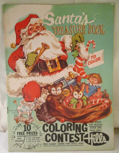 Vtg 1966 HILLS DEPT STORE Santa's Treasure Book CHRISTMAS COLORING ...