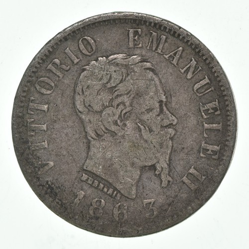 SILVER Roughly the Size of a Dime 1863 Italy 50 Centesimi World Silver ...