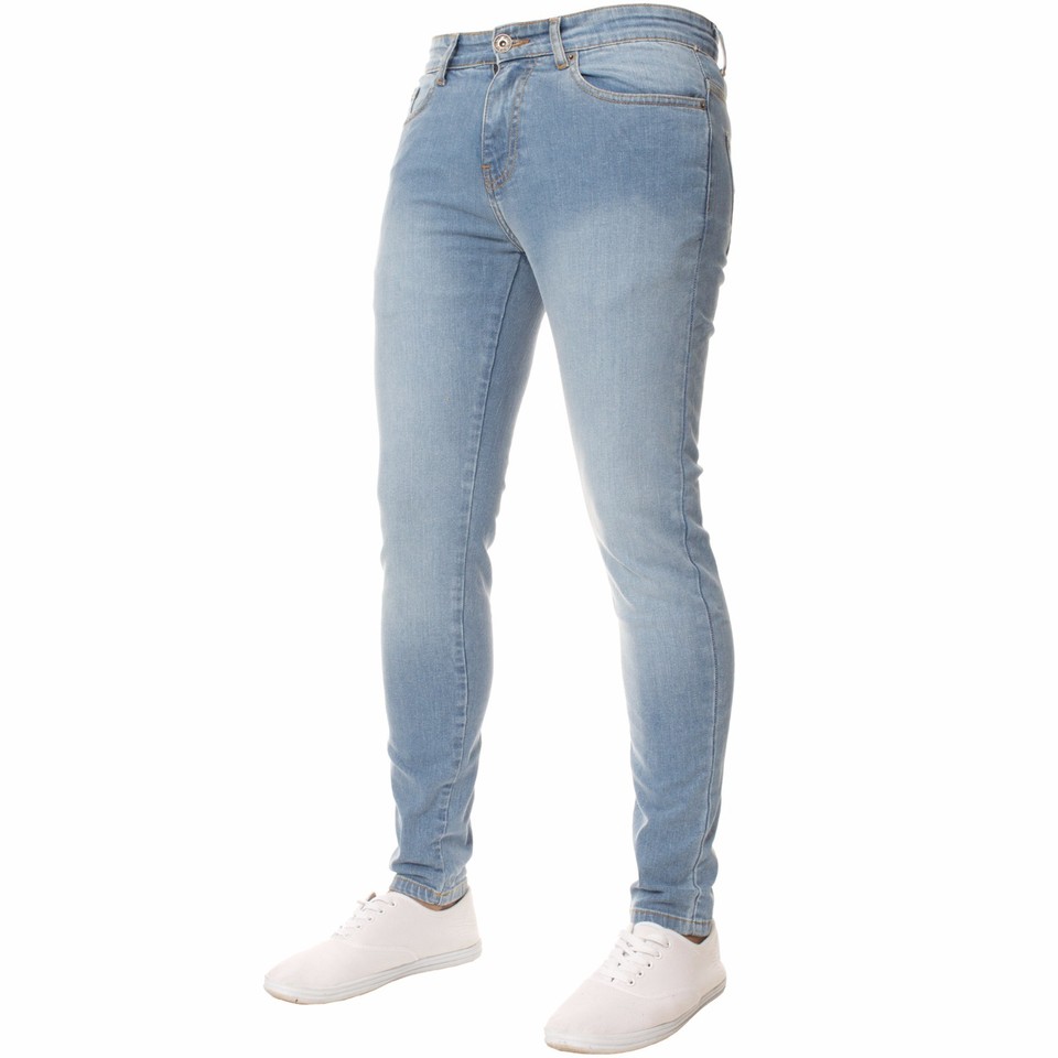Enzo Mens Skinny Jeans Slim Fit Super Stretch Flex Denim Trouser Pants ...