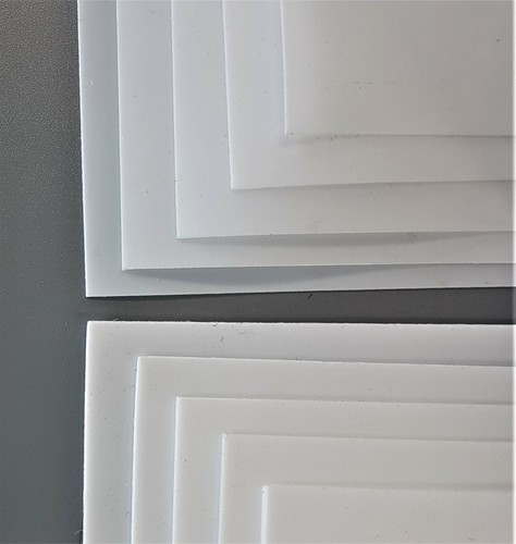 PTFE Teflon Plastic White Sheet 0.5mm & 1mm Various Square Sizes 50mm ...