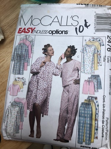 McCalls Sewing Pattern 2476 Misses Robe Nightgown Pajamas Uncut SML for ...