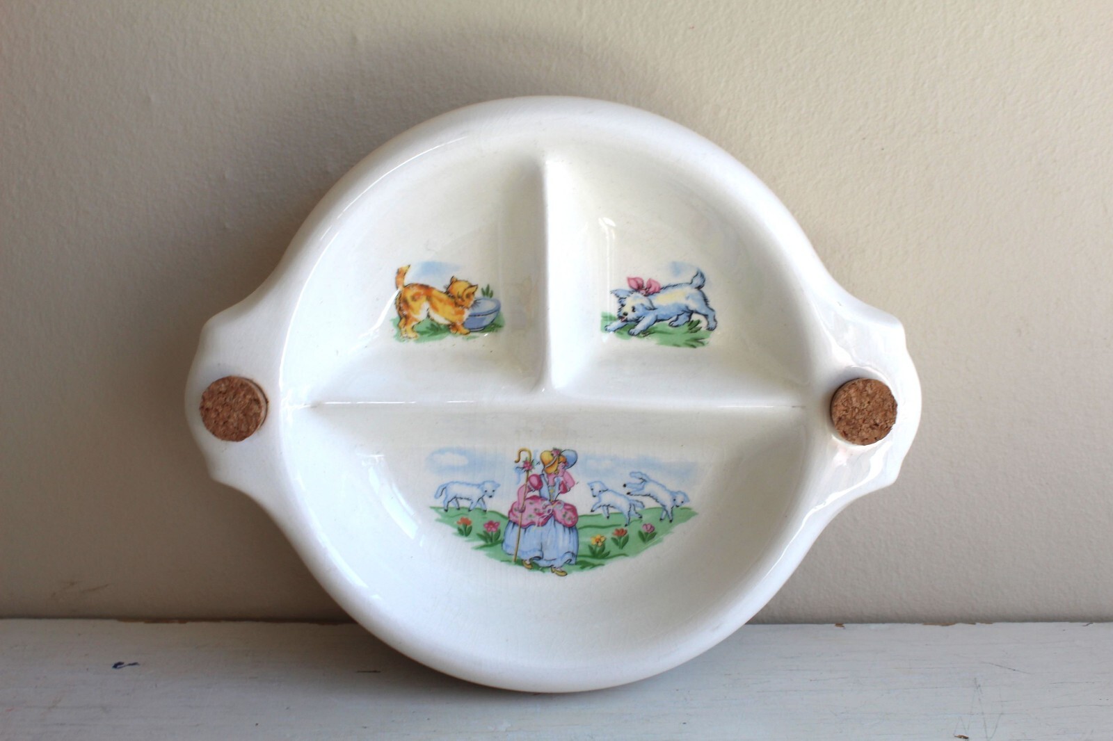 Bartsch Children's Tri Section Ceramic Warming Dish Vintage 50s Little ...