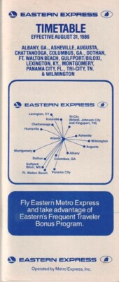 Eastern Metro Express timetable 1986/08/31 ATL hub | eBay