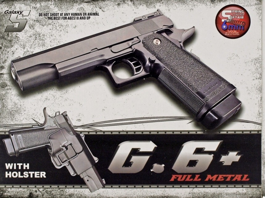 Metal Frame Spring Powered Airsoft Pistol with Hard Shell Holster 6mm ...