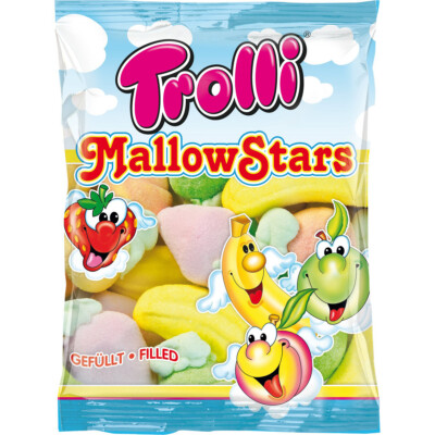 Trolli Mallow Stars extrasofte Schaumzucker Früchte mit Füllung 150g ...