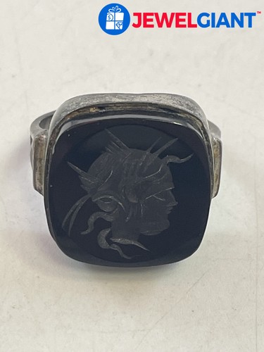 STERLING SILVER BLACK ONYX - CARVED RING SIZE 7.25 9.3G #FR542 | eBay