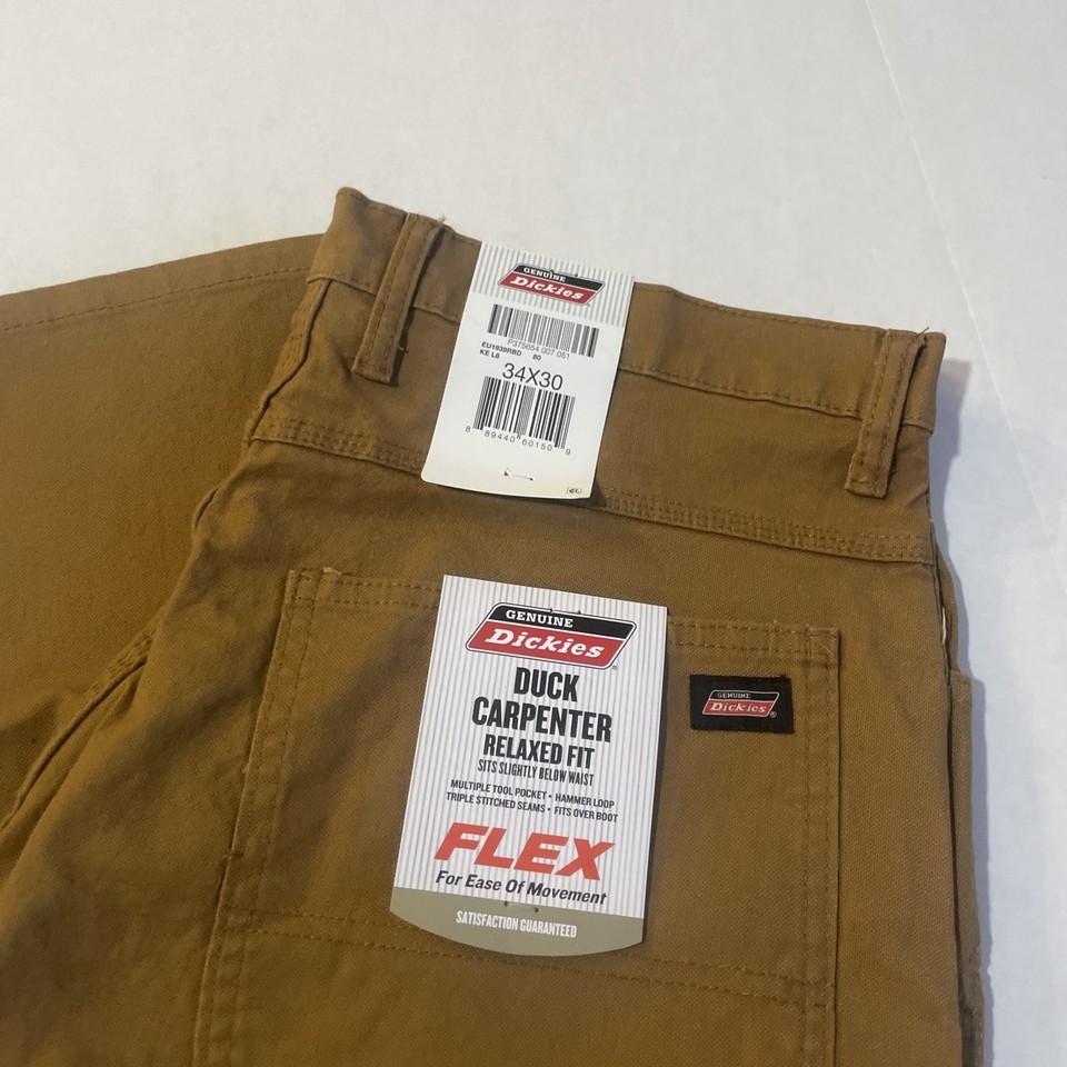 GENUINE Dickies Duck Carpenter Pants – Brown, Relaxed Fit FLEX – Size ...