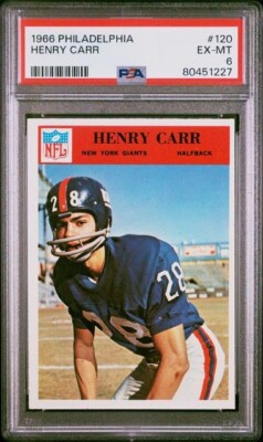 1966 Philadelphia Football Henry Carr #120 PSA 6 LOW TOTAL POP OF 55 ...