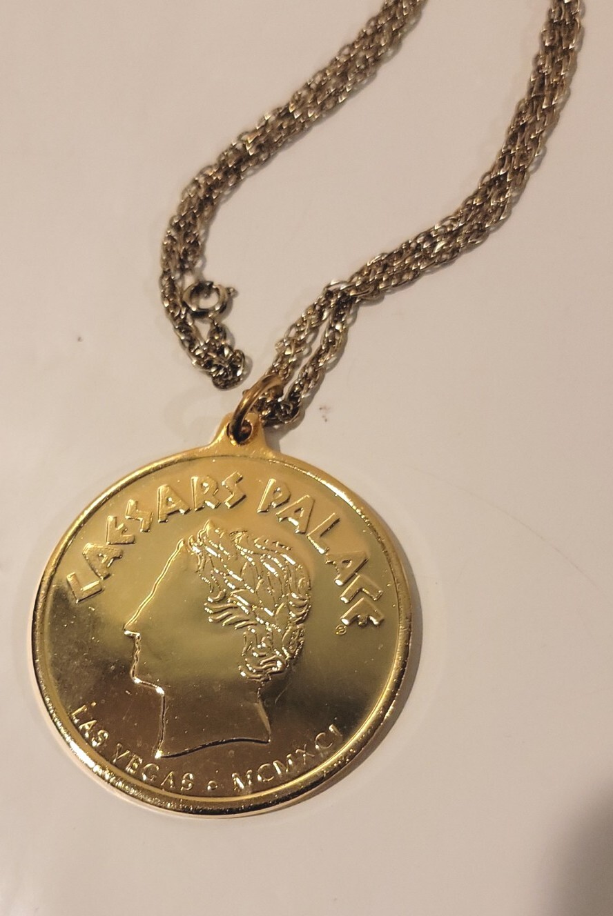 CAESAR'S PALACE Las Vegas MCMXCI Gold Tone Medallion Necklace | eBay