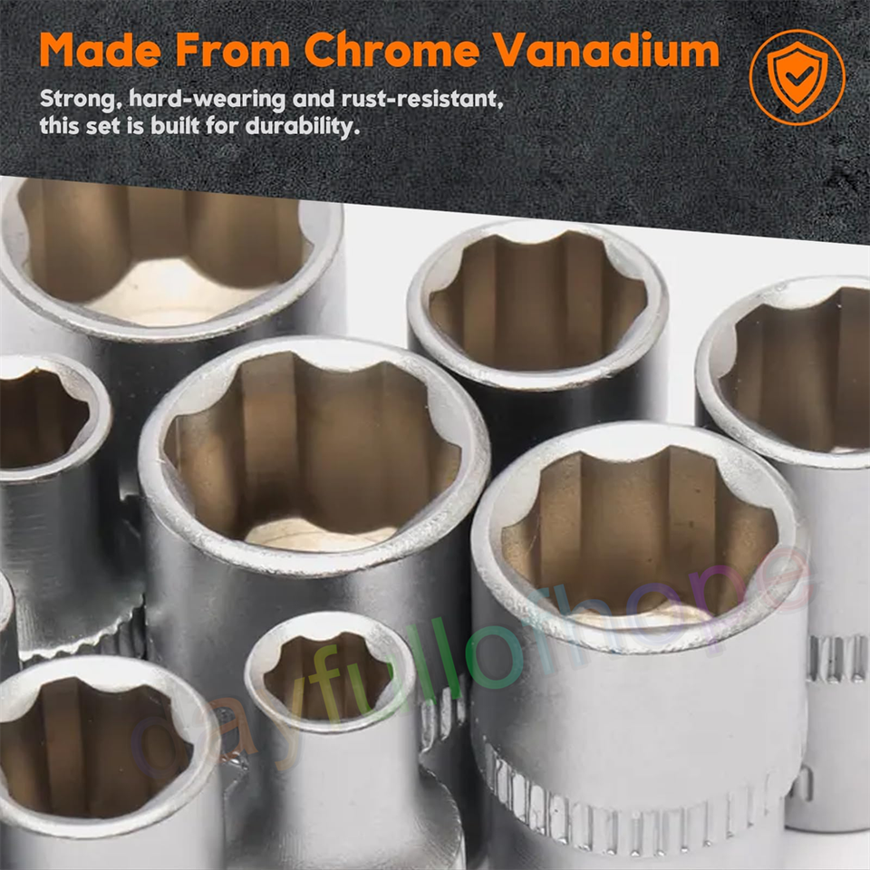 Professional 216 PCS Ratchet Spanner Socket Set 1/2" 1/4" 3/8" Tool Kit ...