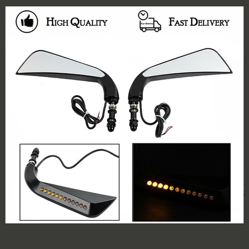 Rear view Mirrors LED Turn Signals Light Combo For Harley Fat Bob FXDF ...