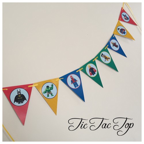 1x Superhero Banner Bunting Flag Party Batman Avengers Lolly Loot Bag ...