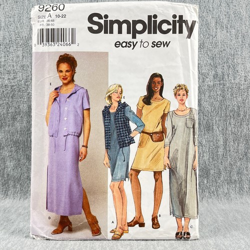 Simplicity 9260 Plus Size Shift Dress and Buttoned Vest Misses Sz 10 22 ...