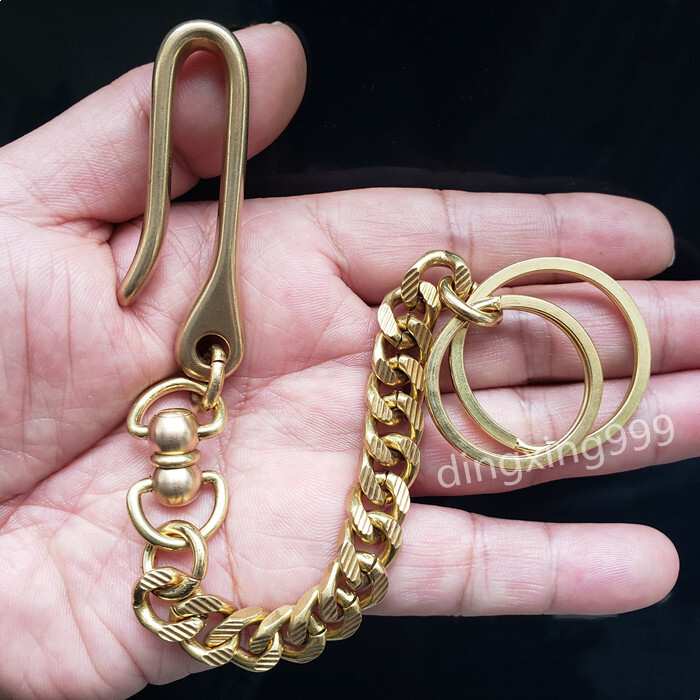 9.25" Solid Brass Key Chain Holder Keyrings Bag Wallet Chain Keychains ...