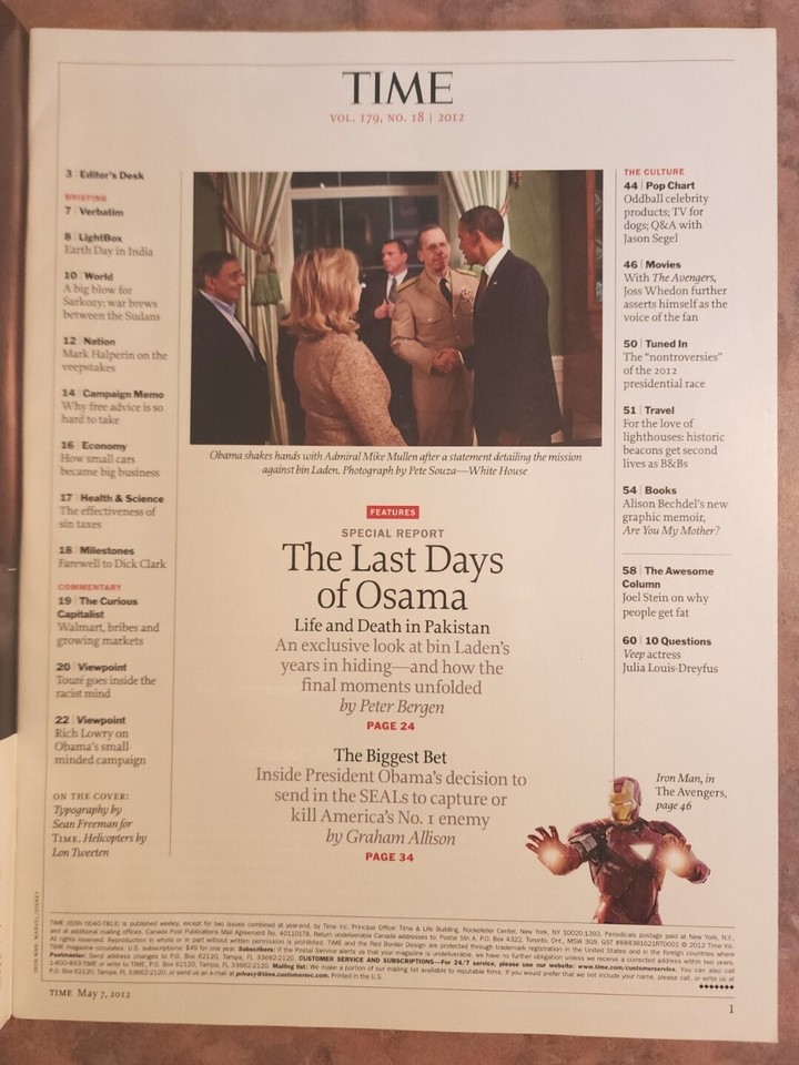 Time Magazine Last Days of Osama Bin Laden Joss Whedon Alison Bechdel ...