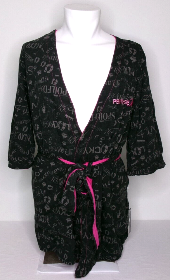 Reversible Black/Hot Pink Penthouse Pet Bedroom Accessories Cotton Robe ...