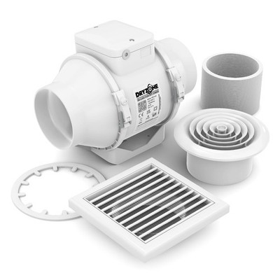 Dryzone Inline Extractor Fan Kit with Timer (100mm, White) | Lofts or ...