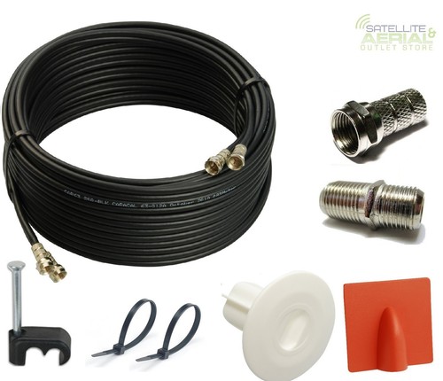 20m Twin Satellite Cable Extension Kit For Sky+ HD With Grommet,Brick ...