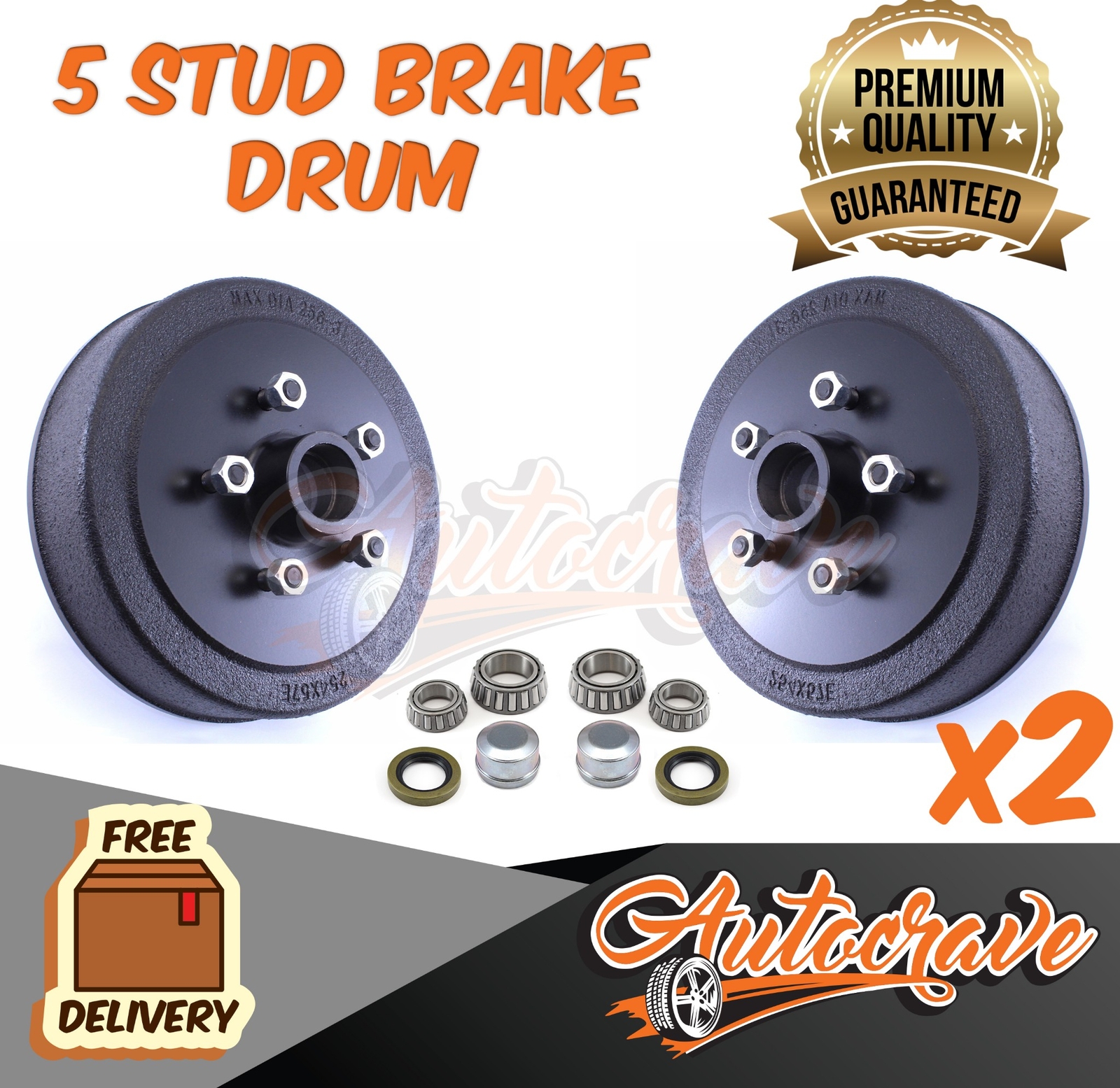 Trailer 10" Electric Brake Hub Drum Kit Electric Backing Plate Caravan ...