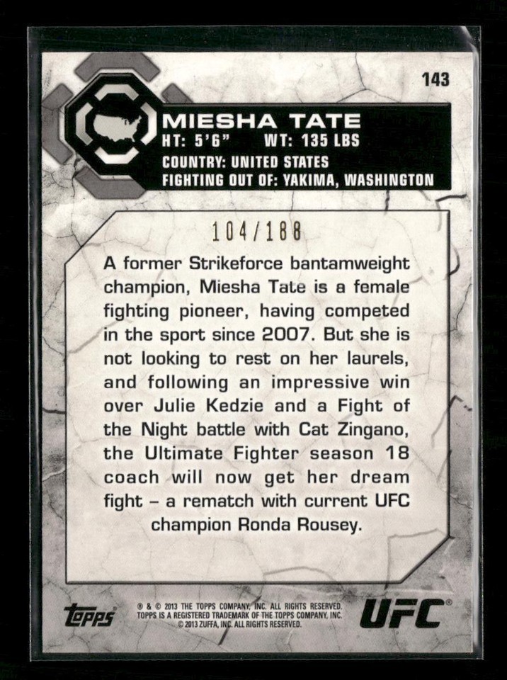2013 Topps UFC Bloodlines #143 Miesha Tate Flag Parallel #/188 | eBay