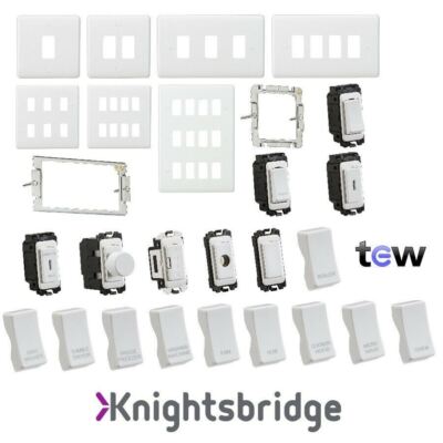 Knightsbridge Curved Edge White Grid Switch & Plates Kitchen Appliance ...