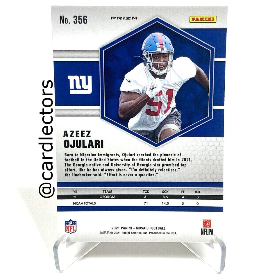 2021 Panini Mosaic Football AZEEZ OJULARI #356 RC Silver Mosaic PRIZM ...