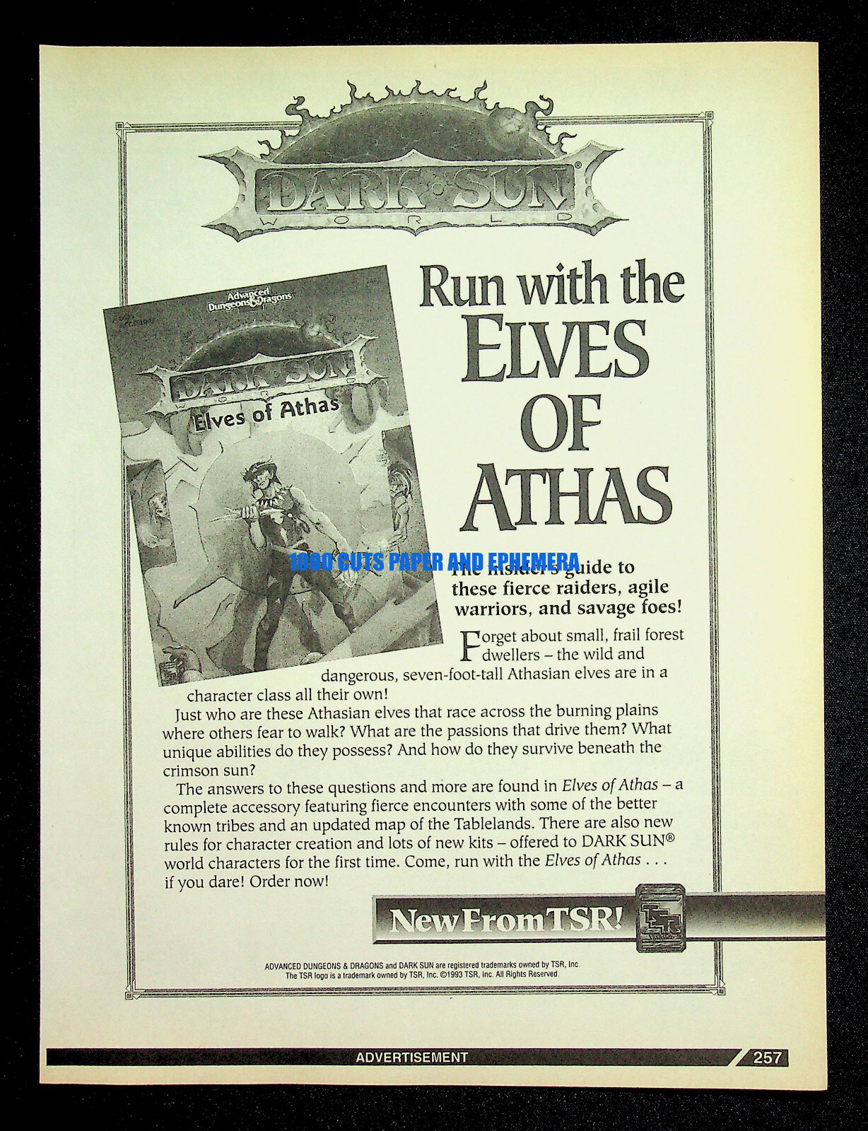 AD&D Dark Sun Elves of Athas TSR 1993 Trade Print Magazine Ad Poster ...