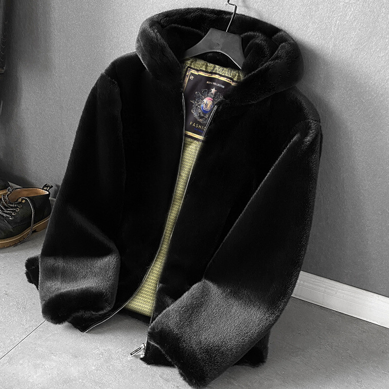 Mens Mink Fur Coat Faux Fur Casual Slim Gold Mink Velvet Mink Coat ...