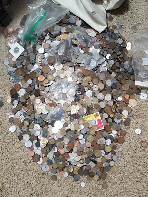 10lb Bulk Foreign Coin Lot From Pile Britain Euro Venezuela 1800's to ...