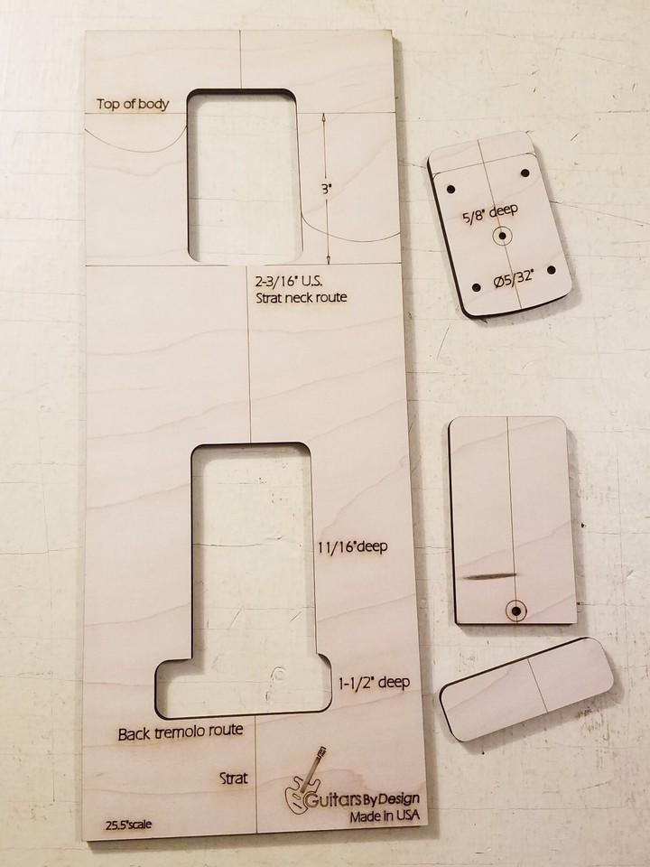 Custom Hybrid Guitar Body Template St/Tele/Jazz Scaled Down J Shape Six ...