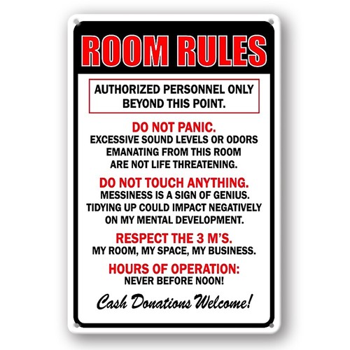 3X Tin Sign ROOM RULES AUTHORIZED ONLY BEYOND THIS POINT Plate Rustic ...
