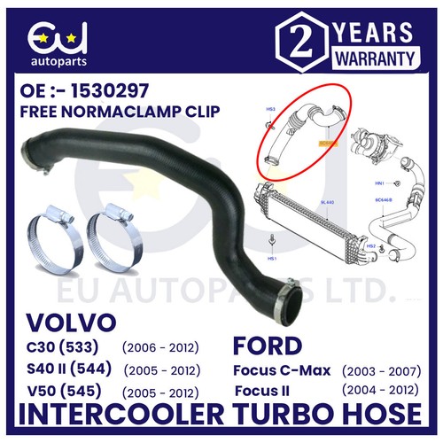 FOR VOLVO C30 S40 V50 C70 2.0D DIESEL INTERCOOLER TURBO HOSE PIPE ...