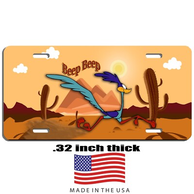 Road Runner with Desert Background Aluminum License Plate Car Truck SUV ...