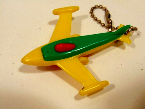 vintage colorful puzzle plastic yellow airplane key chain fob | eBay