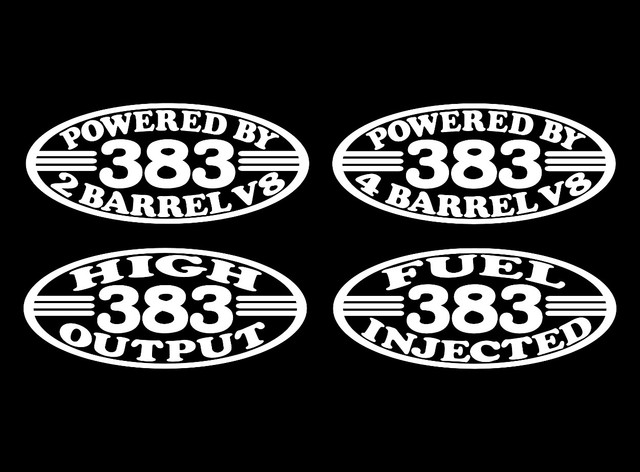 2 383 V8 DECALS SBC STROKER 350-400 2 4 BARREL HIGH OUTPUT FUEL ...