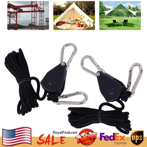 2X Rope Tie Downs Heavy Duty Rope Lock Adjustable Ratchet Pulley for ...
