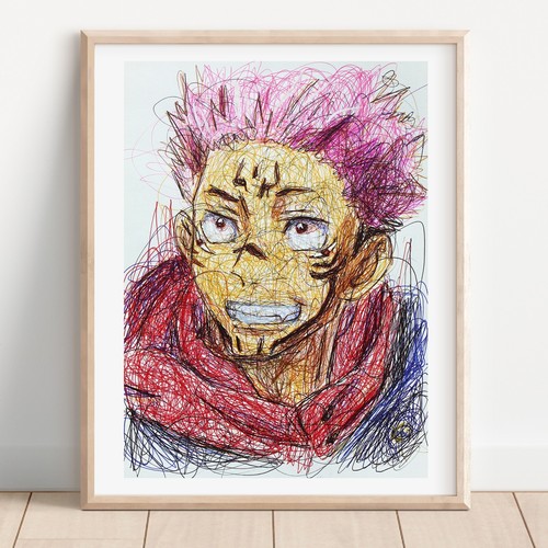 Sukuna Ballpoint Pen Print, Jujutsu Kaisen Art Poster | eBay