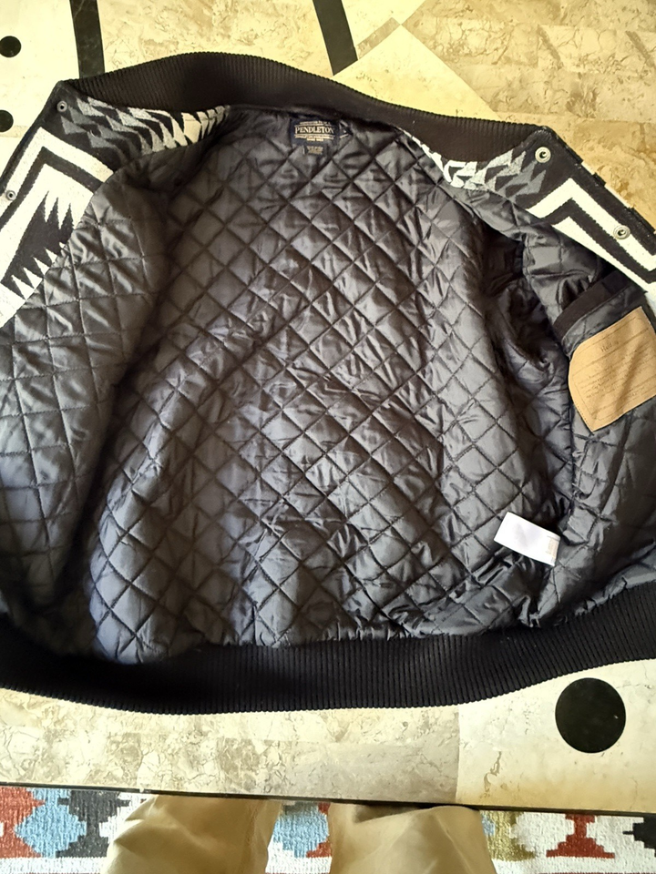 EUC Pendleton Indian Aztec Print HARDING Wool Bomber Style Jacket Men's ...