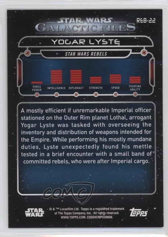 2018 Topps Star Wars Galactic Files Reborn Blue Yogar Lyste #REB-22 6ki ...