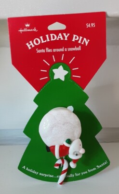 VINTAGE HALLMARK HOLIDAY CHRISTMAS PIN SANTA SPINNING PIN ON CARD | eBay