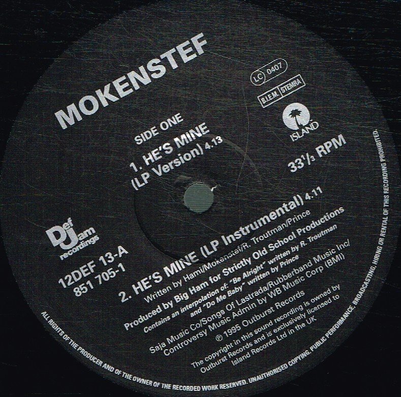 Mokenstef He's Mine 12" vinyl UK Def Jam Recordings 1995 EP in picture ...