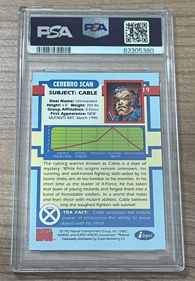 1992 Impel X-Men Jim Lee - CABLE - PSA 9 Mint Card #19 New Mutants X ...