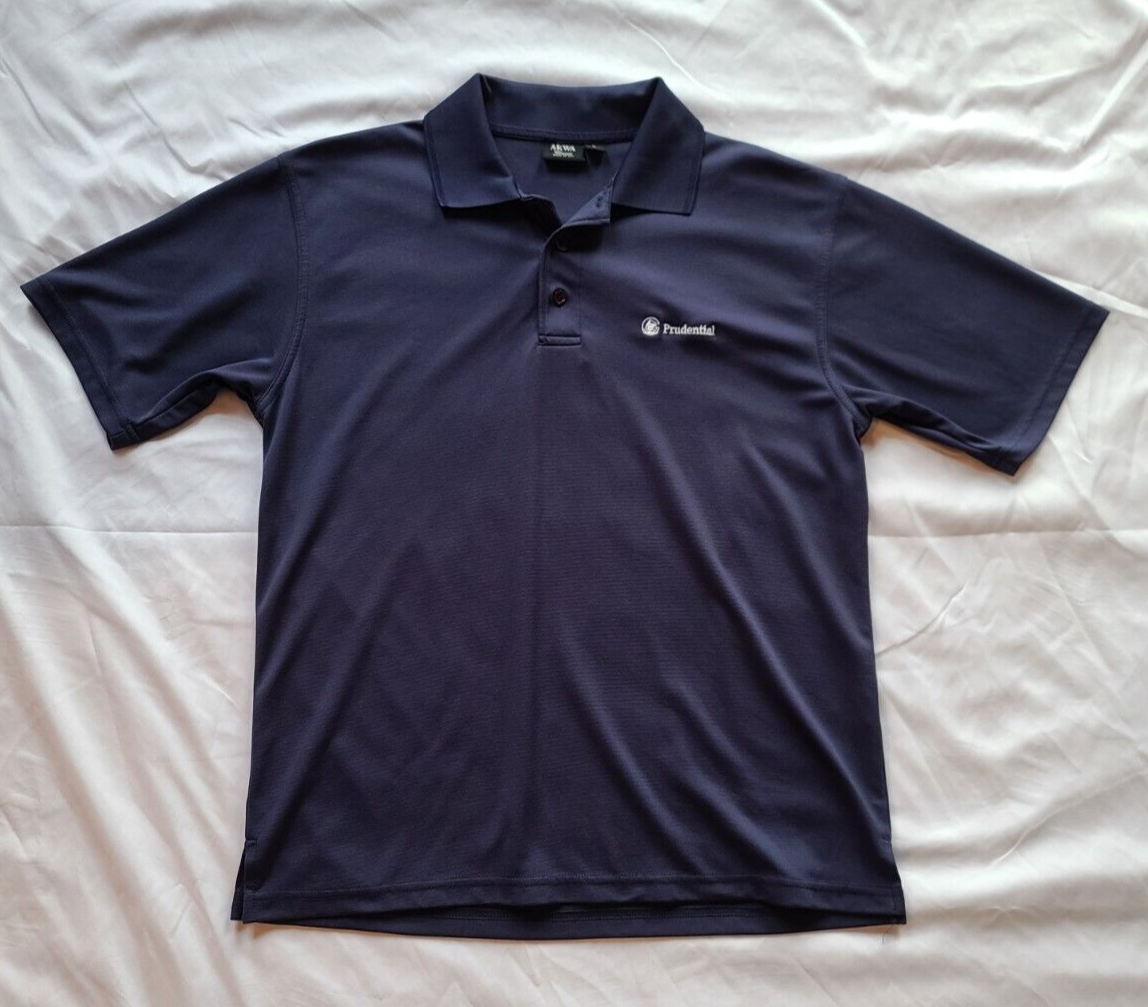 PRUDENTIAL FINANCIAL LOGO AKWA Polo Shirt Men's L Blue w/stripe texture ...