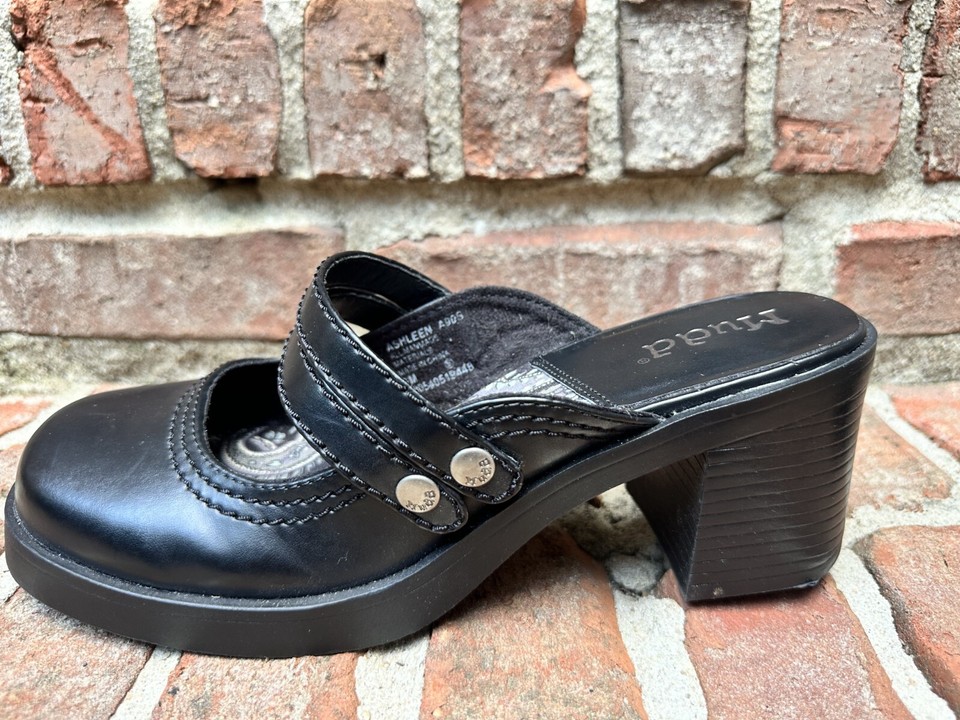 Vintage Mudd Clogs Mary Jane Mule Shoes Black Y2k 90s Paisley Chunky ...