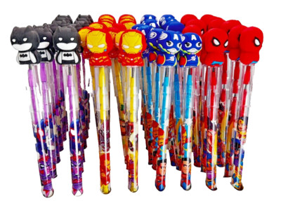 8 pack pens avengers and super friends, pencils with reusable leads, | eBay