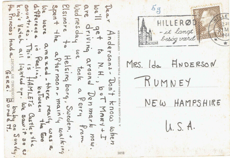 1968 Postcard Hamlet's Castle Kronberg Castle Copenhagen Denmark ...
