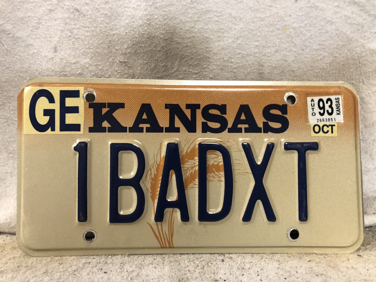 1993 Kansas Vanity License Plate “1BADXT” | eBay